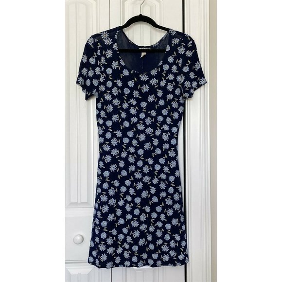 Esse | Dresses | Vintage Esse Dress Slinky Clingy Daisy Flower Blue ...